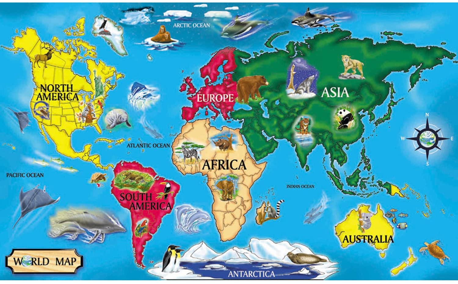 World Map , 33 Piece Floor Puzzle by Melissa & Doug | 0000772004466 ...