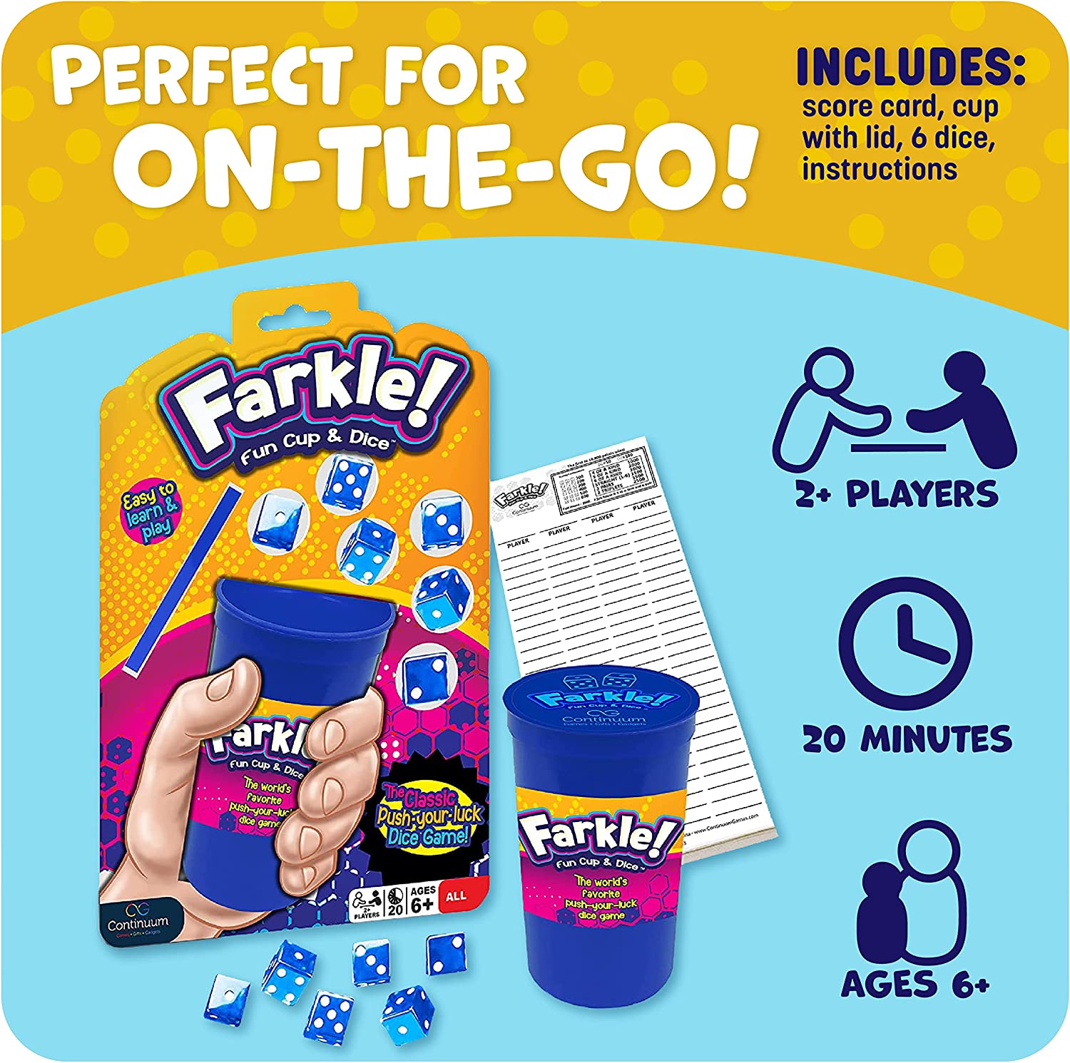 Farkle! Fun Cup & Dice, The Worlds Favoite Classic Push Your Luck Dice ...