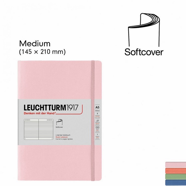 Notebook Medium (A5), Softcover, 123 numbered pages, Powder, dotted ...