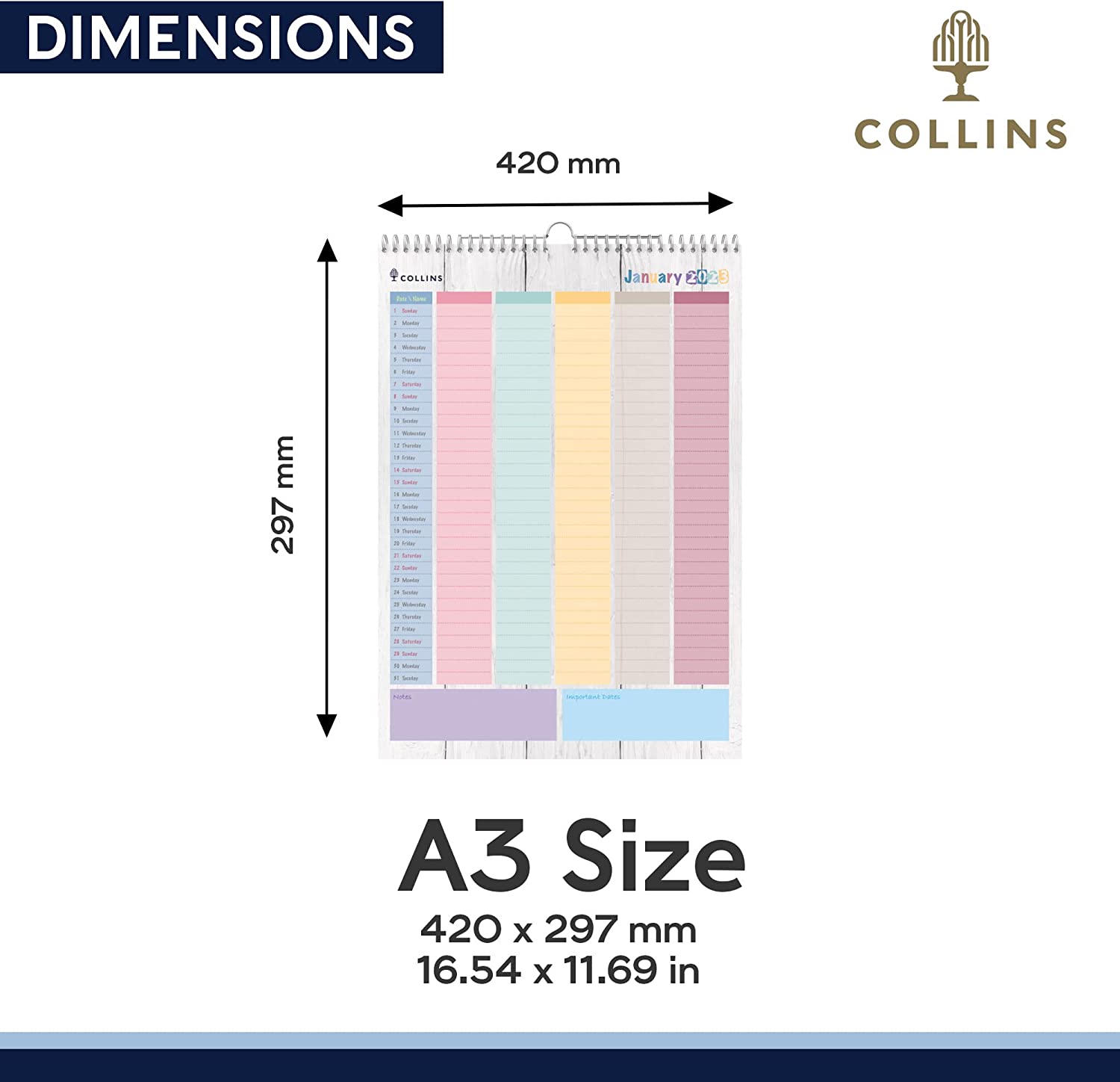 Collins Brighton - 2023 Family Calendar/ Planner - A3 - Monthly ...