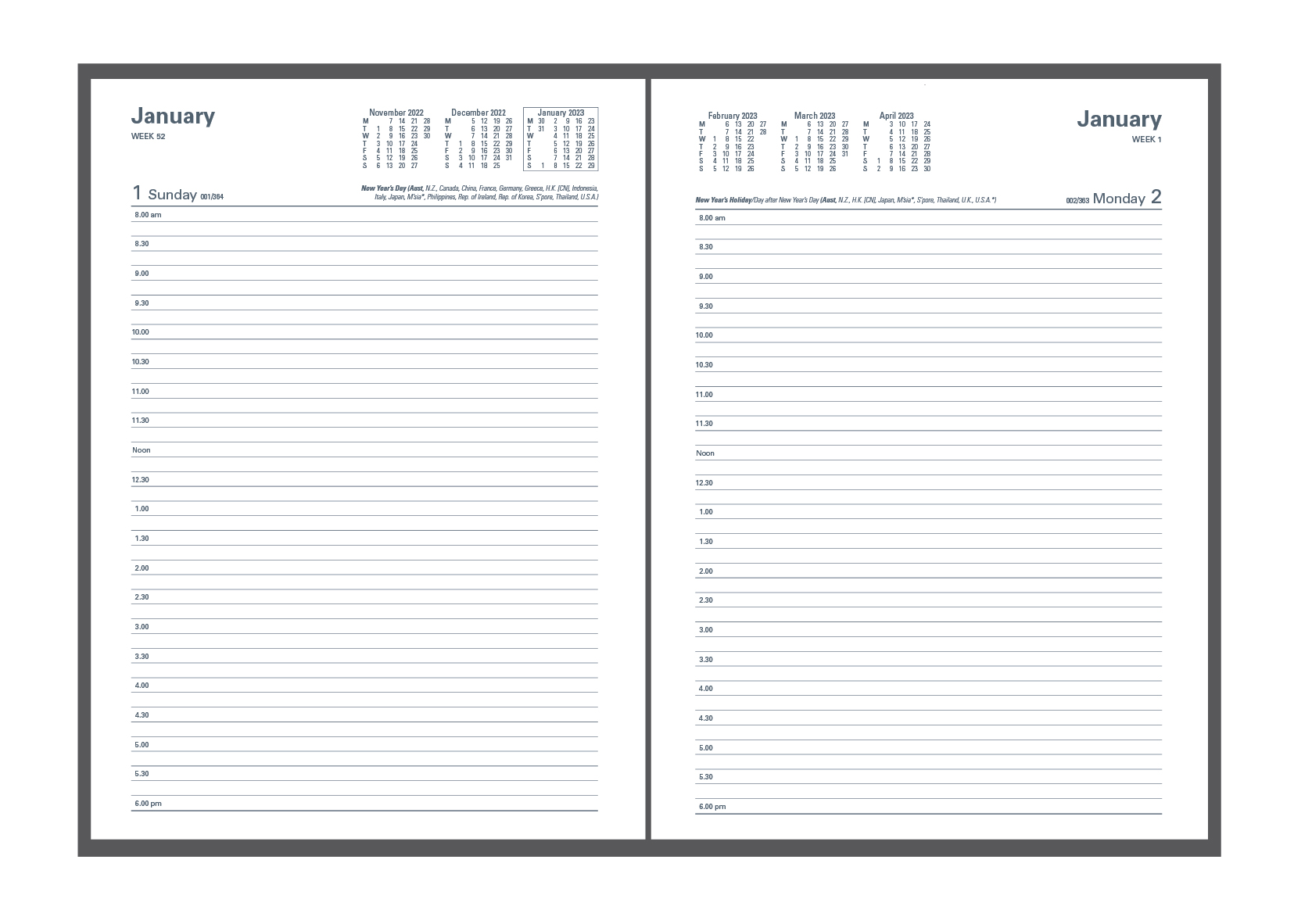 Collins - 22-23 Financial Year Diary - A4 Day to Page(8am-6pm, 1/2 ...