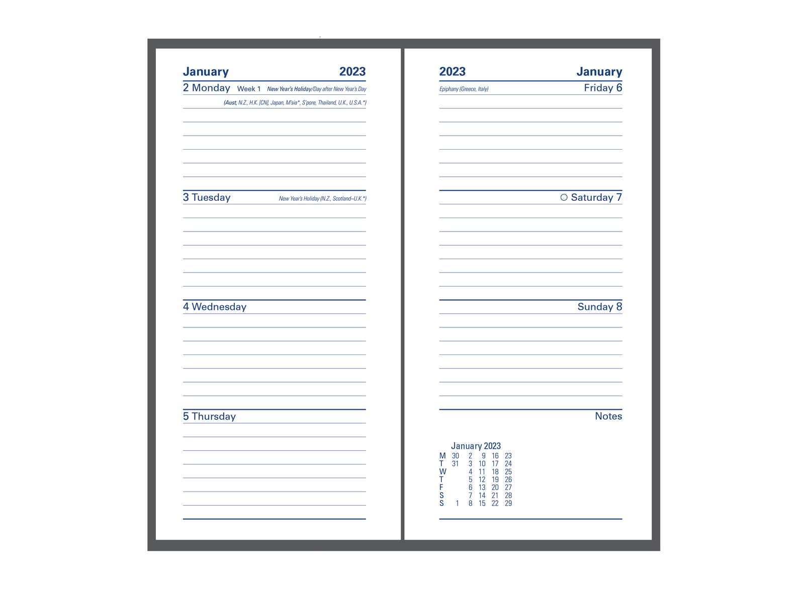 Debden Associate II - 2023 Slimline Diary - B6/7 - Week to View - Black ...