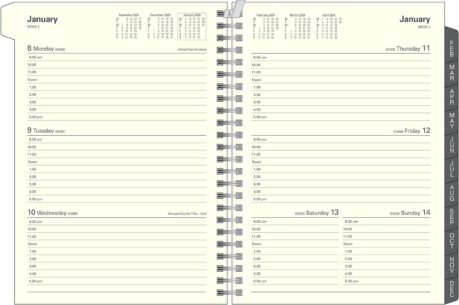 Collins Plan + Note Pro 2024 Diary - Week to View with Notepad, Size A5 ...