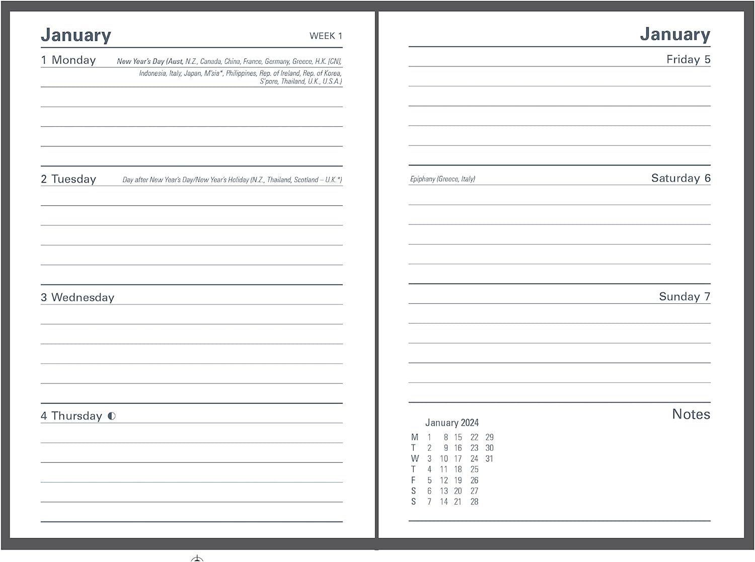 Collins Kingsgrove: 2024 Diary - Week to View, Size A6 - Black , 361 ...