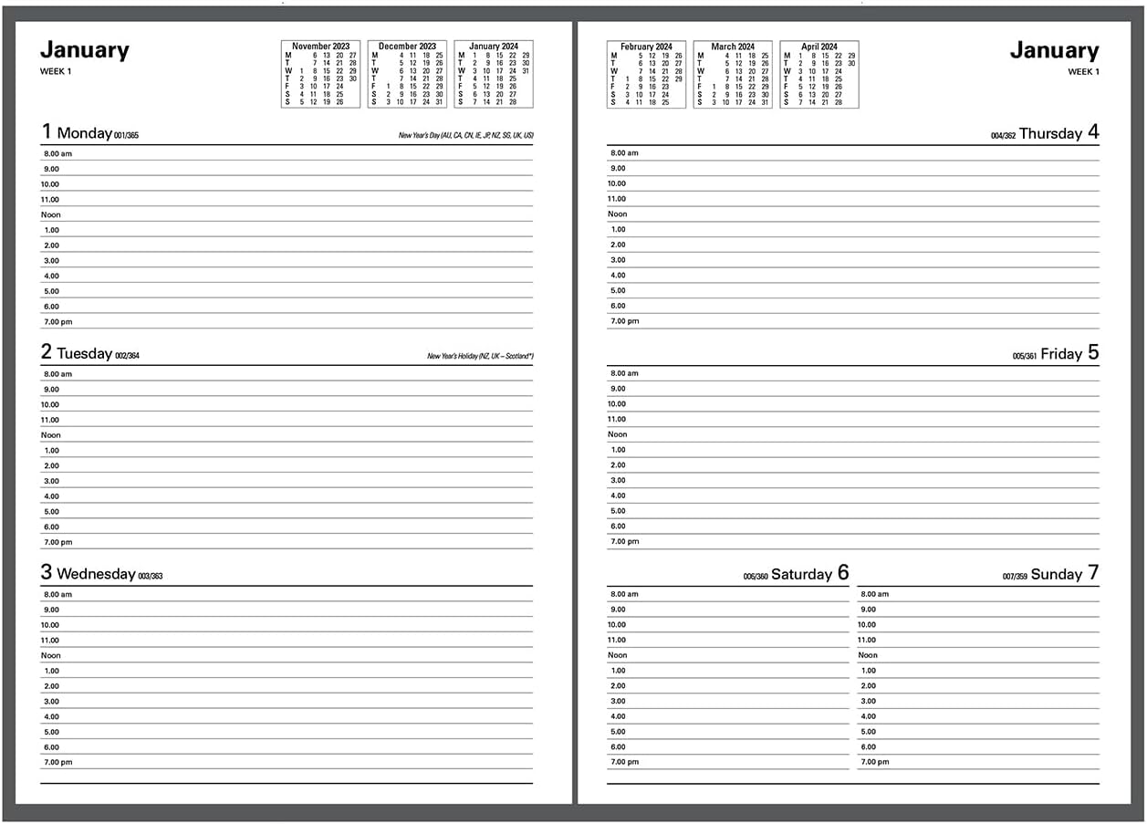 Debden Kyoto: 2024 Diary - Week to View, Size A4 - Black, 3201.P99-24 ...