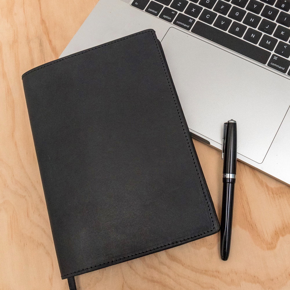 A5 Notebook with Leather Jacket-Black by APICA | 9346109034593 | Booktopia
