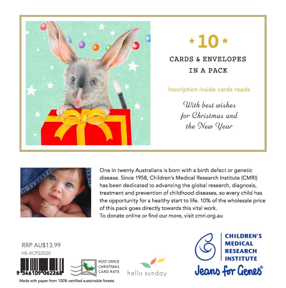 Bilby Present Card Pack, 10 pack of Christmas Cards supporting CMRI by ...