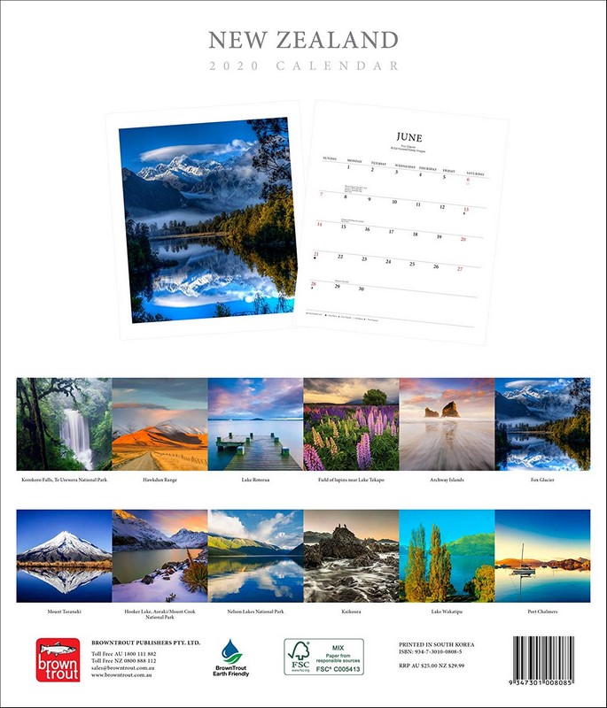 New Zealand - 2020 Wall Calendar, 2020 Deluxe Wall Calendar by ...