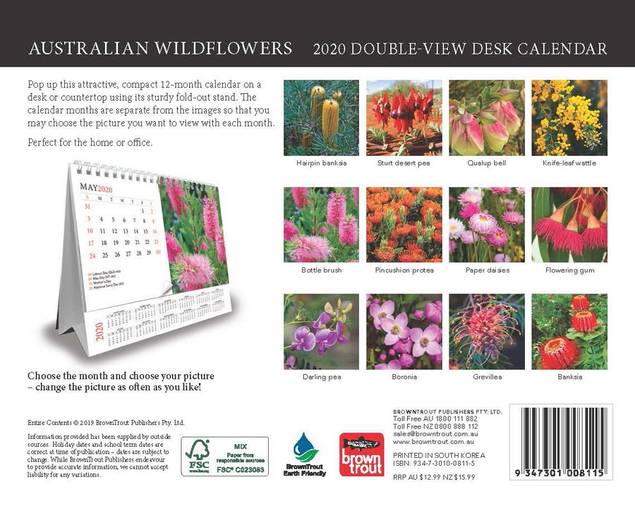 Australian Wildflowers - 2020 Desk Calendar, 2020 Desk Easel Calendar ...