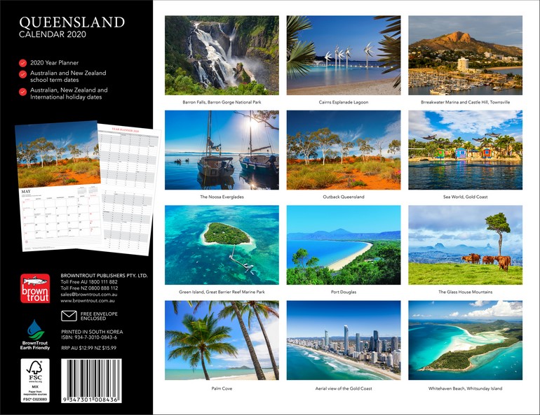 Queensland - 2020 Wall Calendar, 2020 Horizontal Wall Calendar by ...