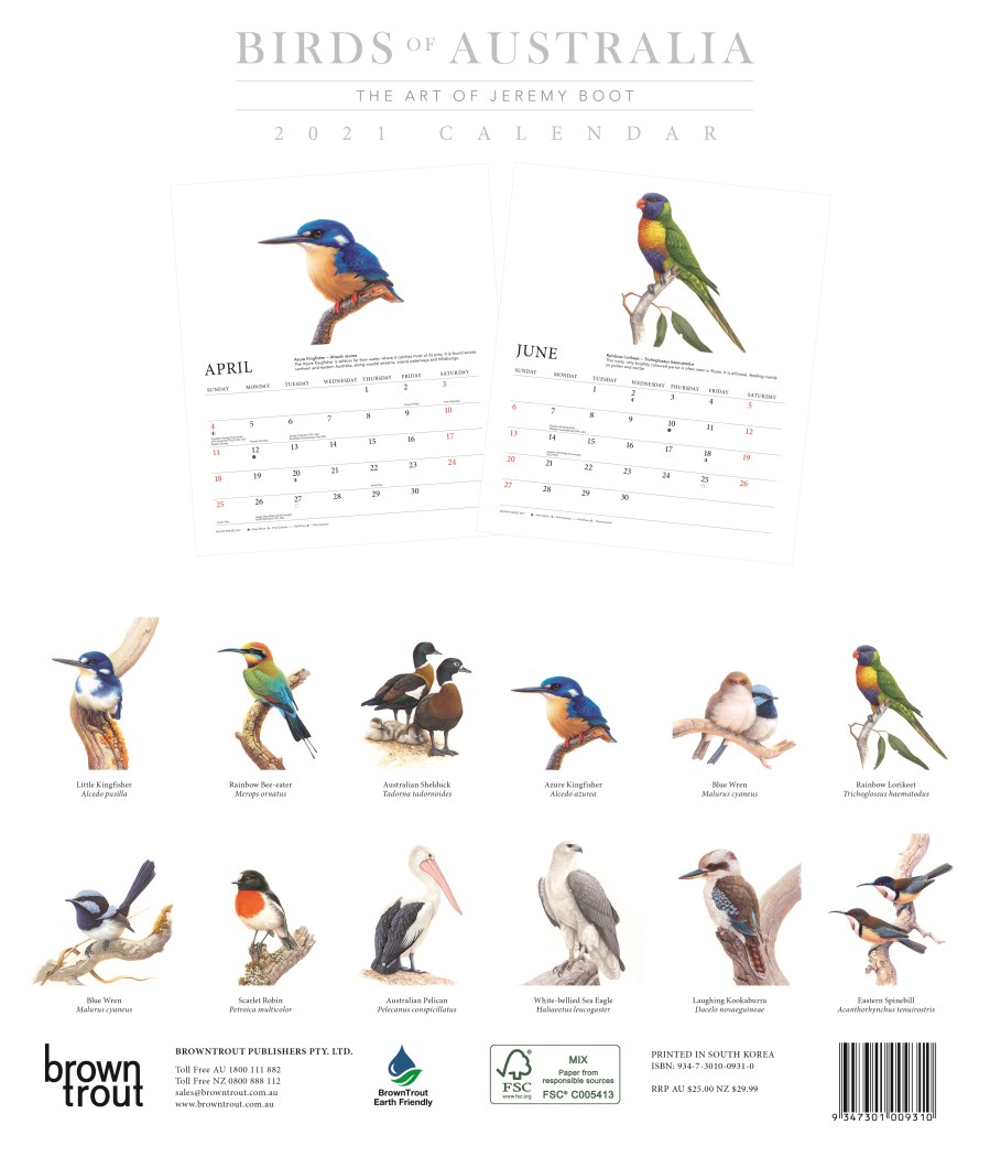 Birds of Australia : The Art of Jeremy Boot - 2021 Deluxe Wall Calendar ...