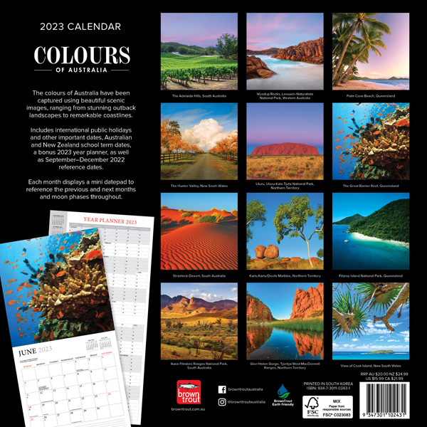 Colours of Australia - 2023 Wall Calendar, 2023 Wall Calendars by ...