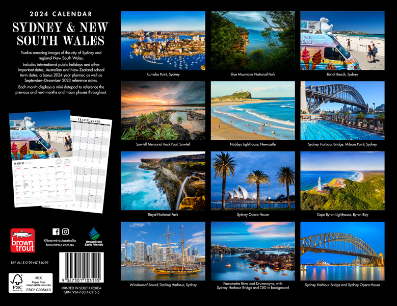 Sydney & New South Wales - 2024 Wall Calendar (Horizontal) by ...