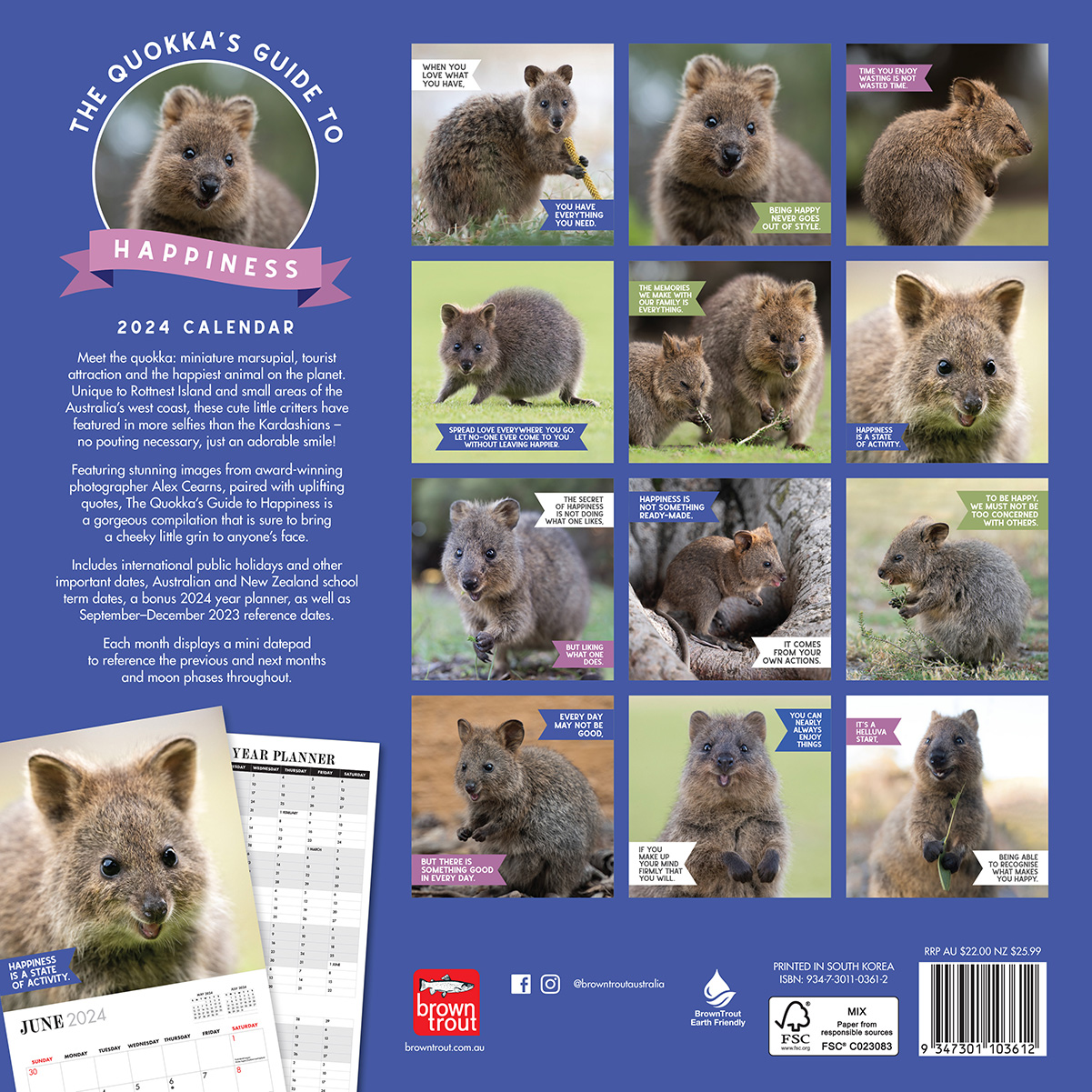 The Quokkas Guide to Happiness - 2024 Wall Calendar by Browntrout ...