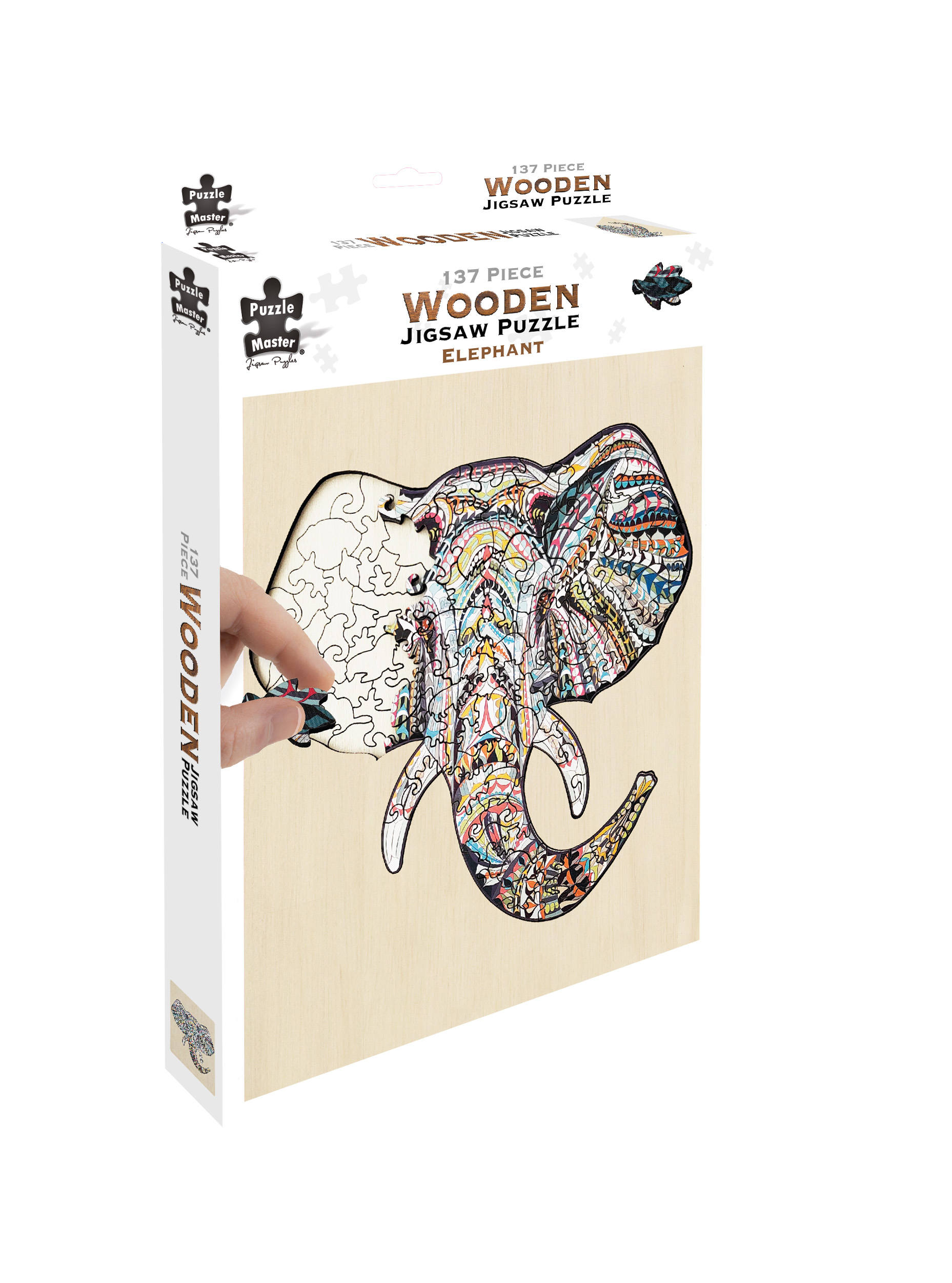 Elephant - Wooden Puzzle, 137 Piece Wooden Puzzle by Puzzle Master ...