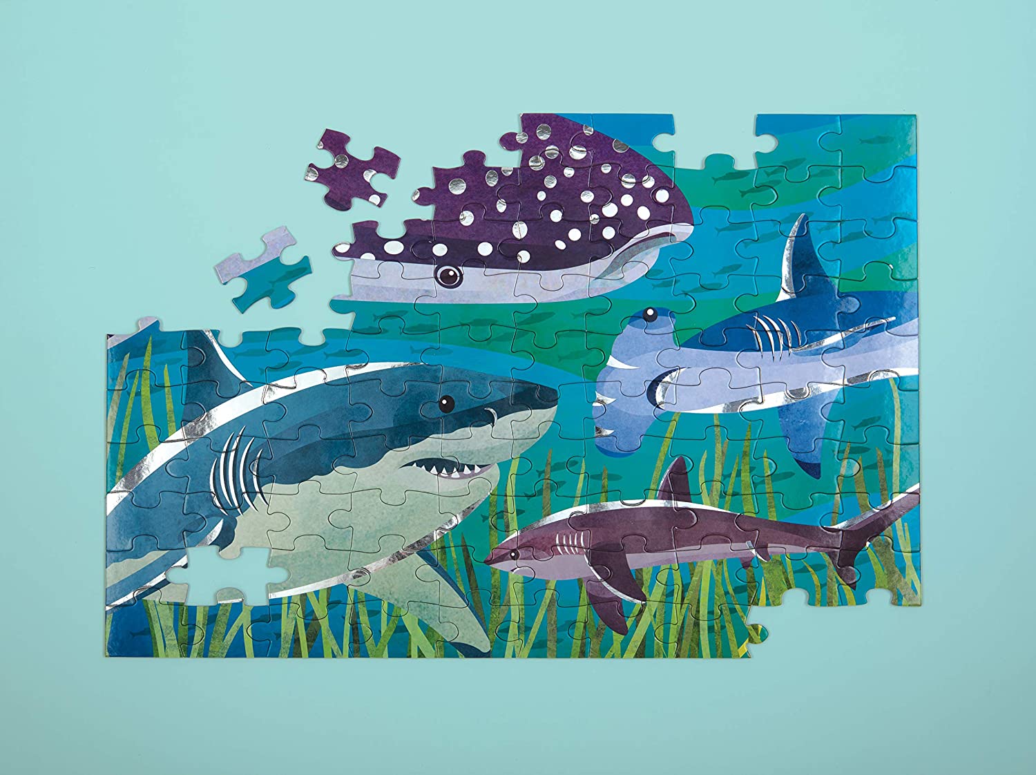 Sharks , 100-Piece Foil Jigsaw Puzzle by Jonathan Woodward ...
