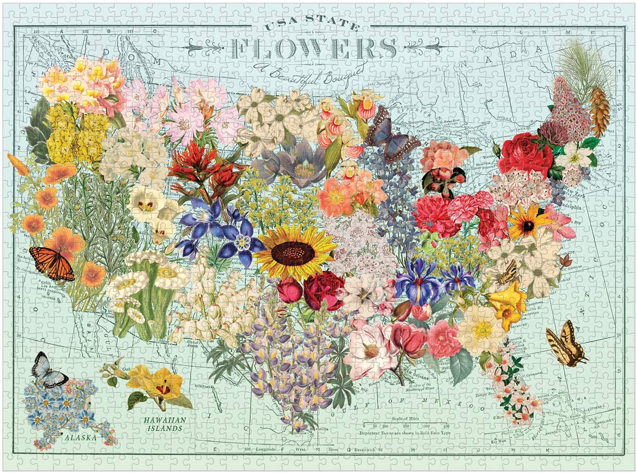 USA State Flowers - Puzzle, 1000-Piece Jigsaw Puzzle by Wendy Gold ...