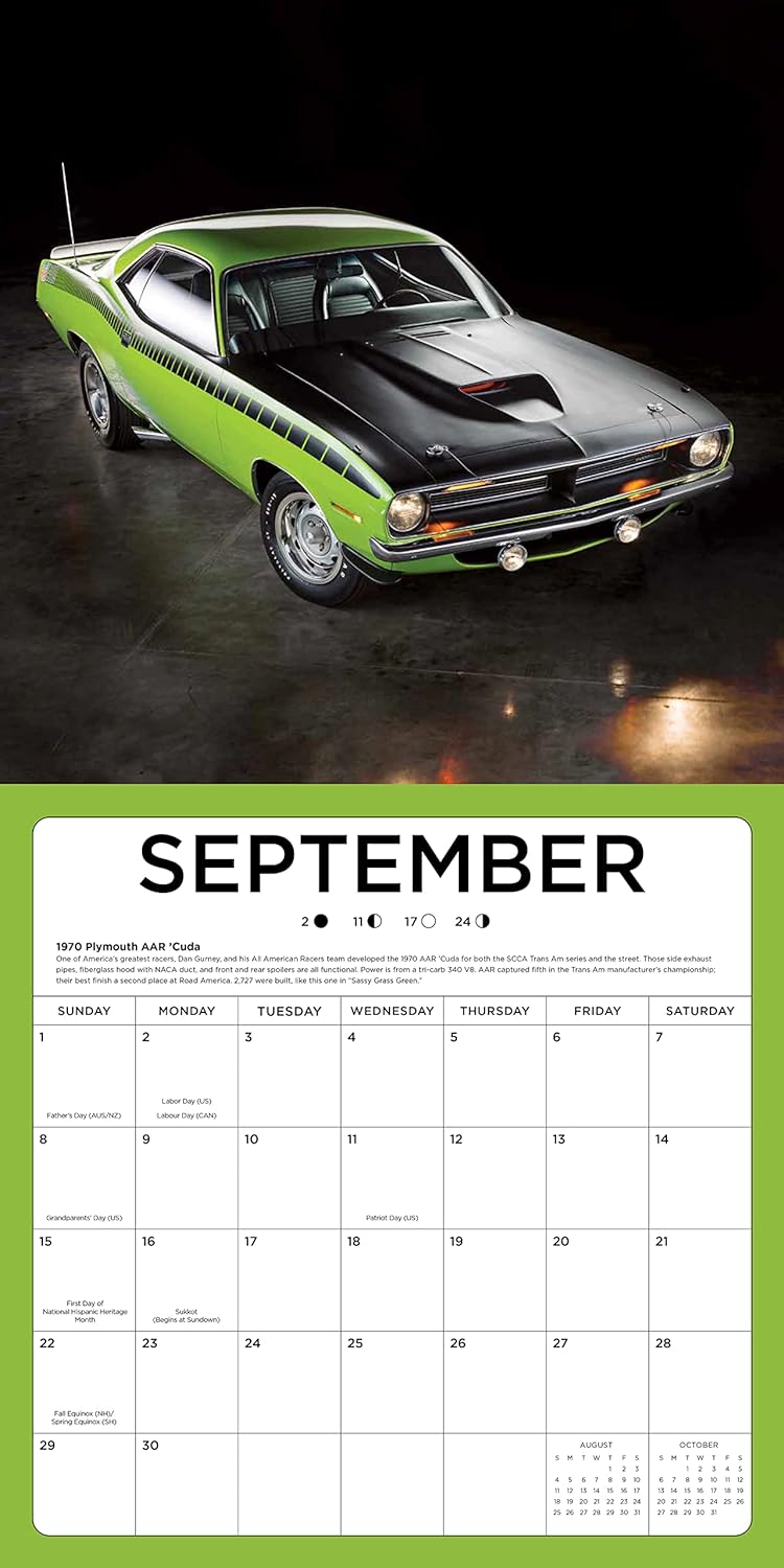 American Muscle Cars - 2024 Wall Calendar (16-Month Calendar ...