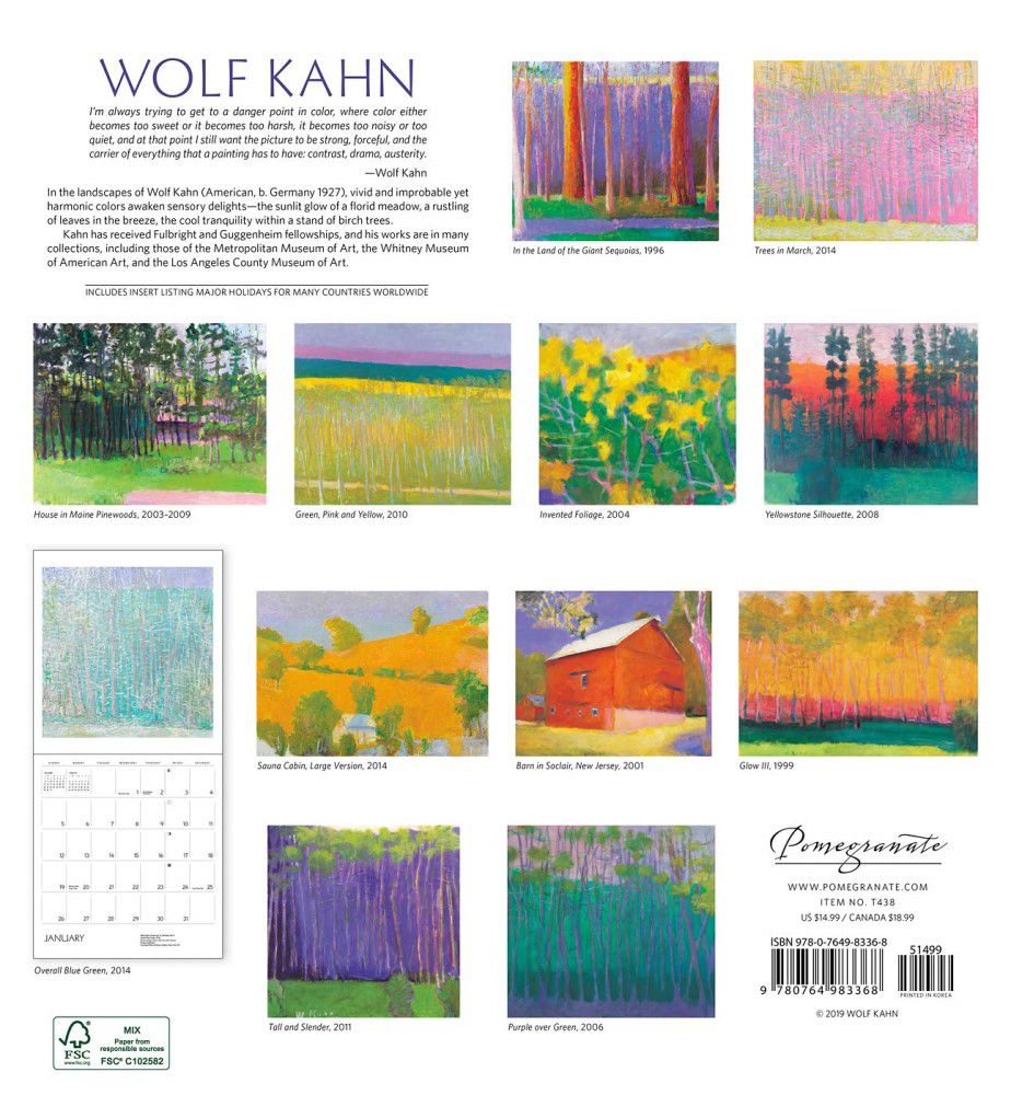 Wolf Kahn 2020 Wall Calendar by Wolf Kahn | 9780764983368 | Booktopia