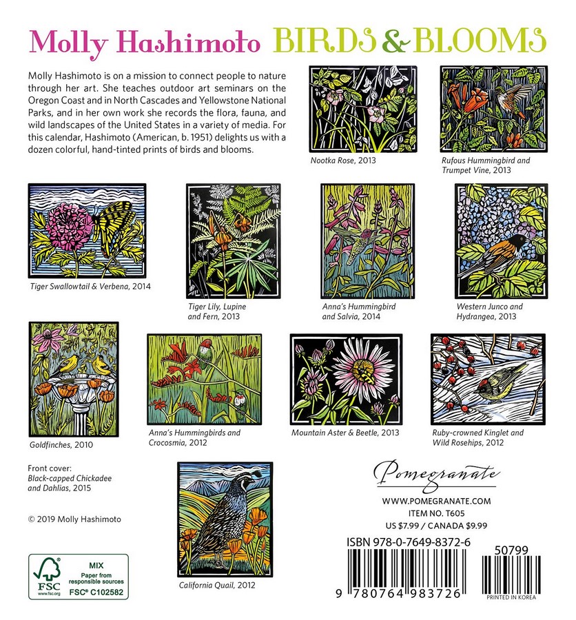 Molly Hashimoto : Birds & Blooom - 2020 Mini Wall Calendar by Molly ...