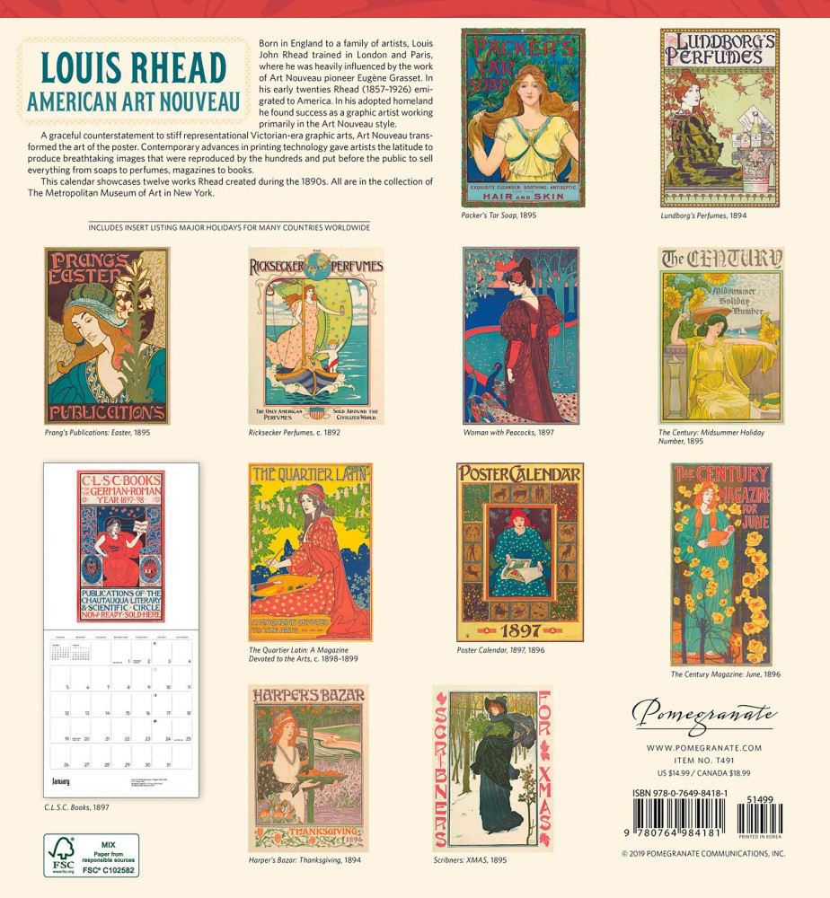 Louis Rhead : American Art Nouveau - 2020 Wall Calendar by Louis Rhead ...