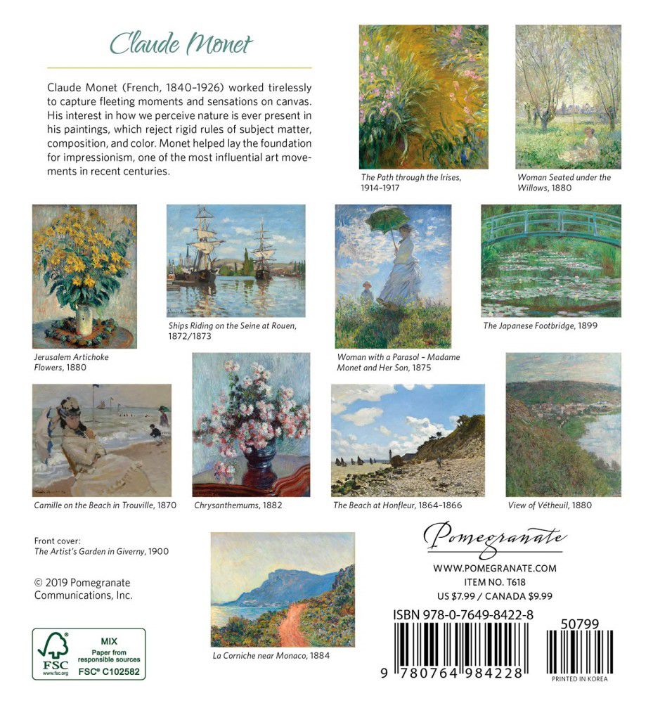 Claude Monet - 2020 Mini Wall Calendar by Claude Monet | 9780764984228 ...