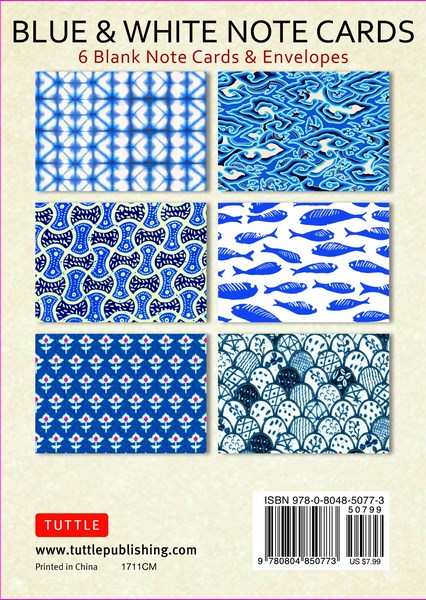 Blue & White Note Cards, 6 Blank Note Cards & Envelopes by Tuttle ...