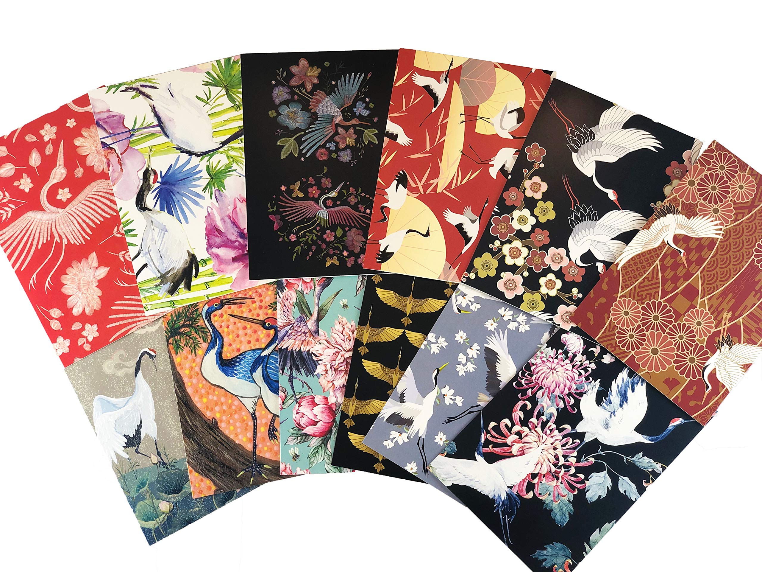 Japanese Cranes Note Cards, 12 Blank Note Cards & Envelopes (6 x 4 inch ...