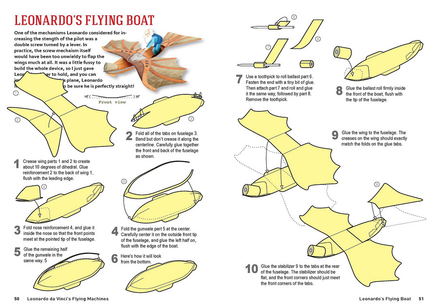 Leonardo da Vinci's Flying Machines Kit, Paper Airplanes Based on the ...