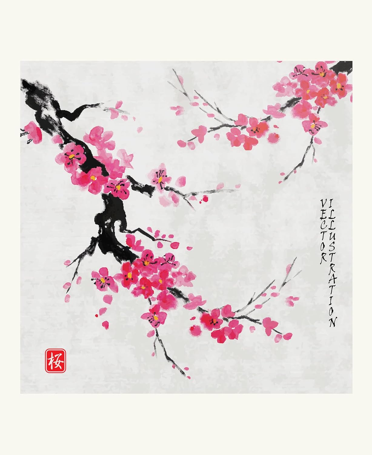 Cherry Blossom Art 16 Note Cards, 16 Different Blank Cards with ...