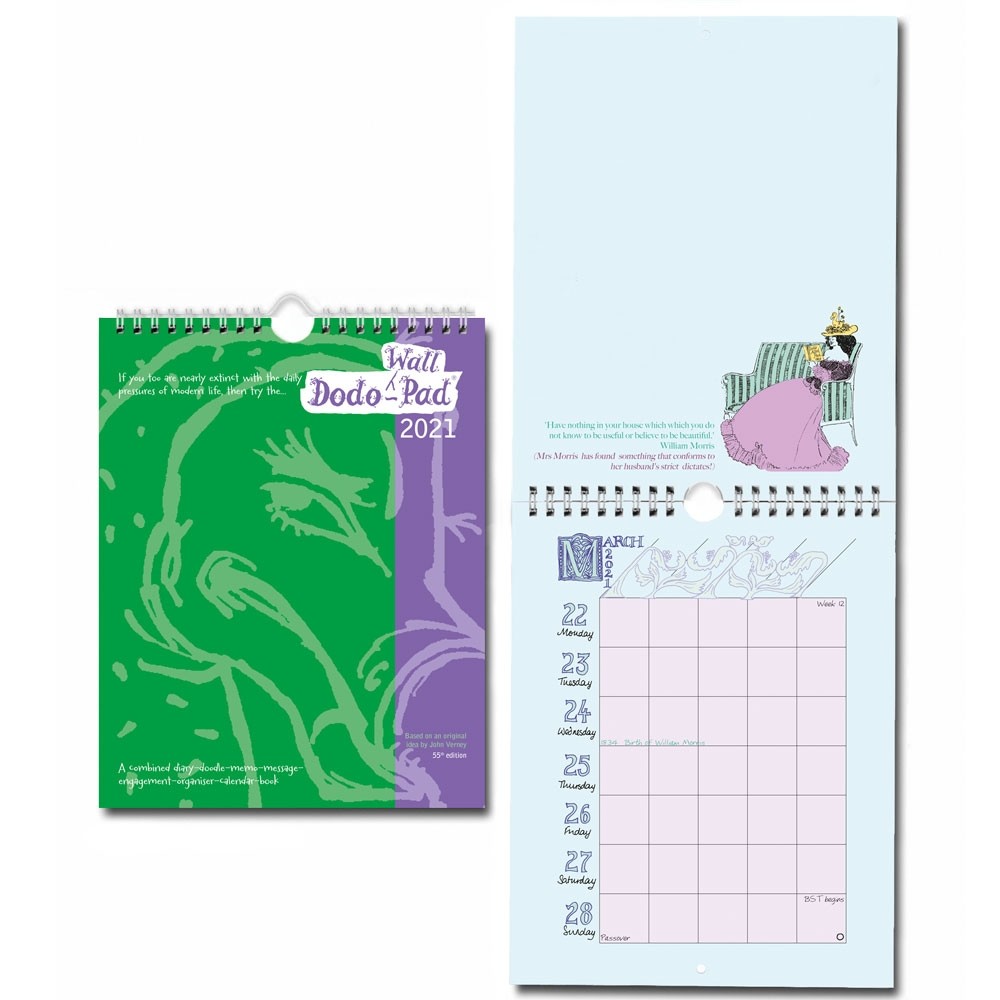 Dodo Wall Pad 2021 - Calendar Year Wall Hanging Week to View Calendar ...