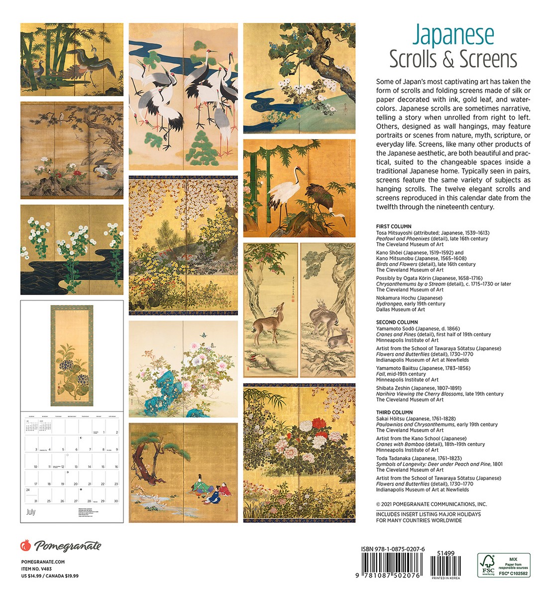 Japanese Scrolls & Screens - 2022 Wall Calendar by Pomegranate ...