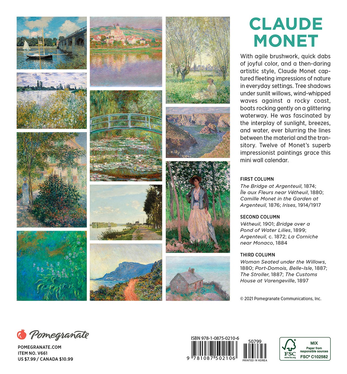Claude Monet - 2022 Mini Wall Calendar by Pomegranate | 9781087502106 ...
