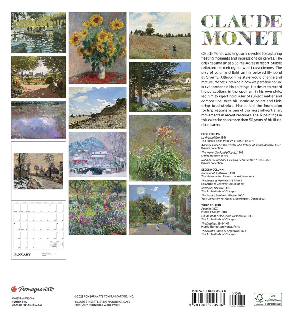 Claude Monet - 2023 Wall Calendar by Claude Monet | 9781087503936 ...