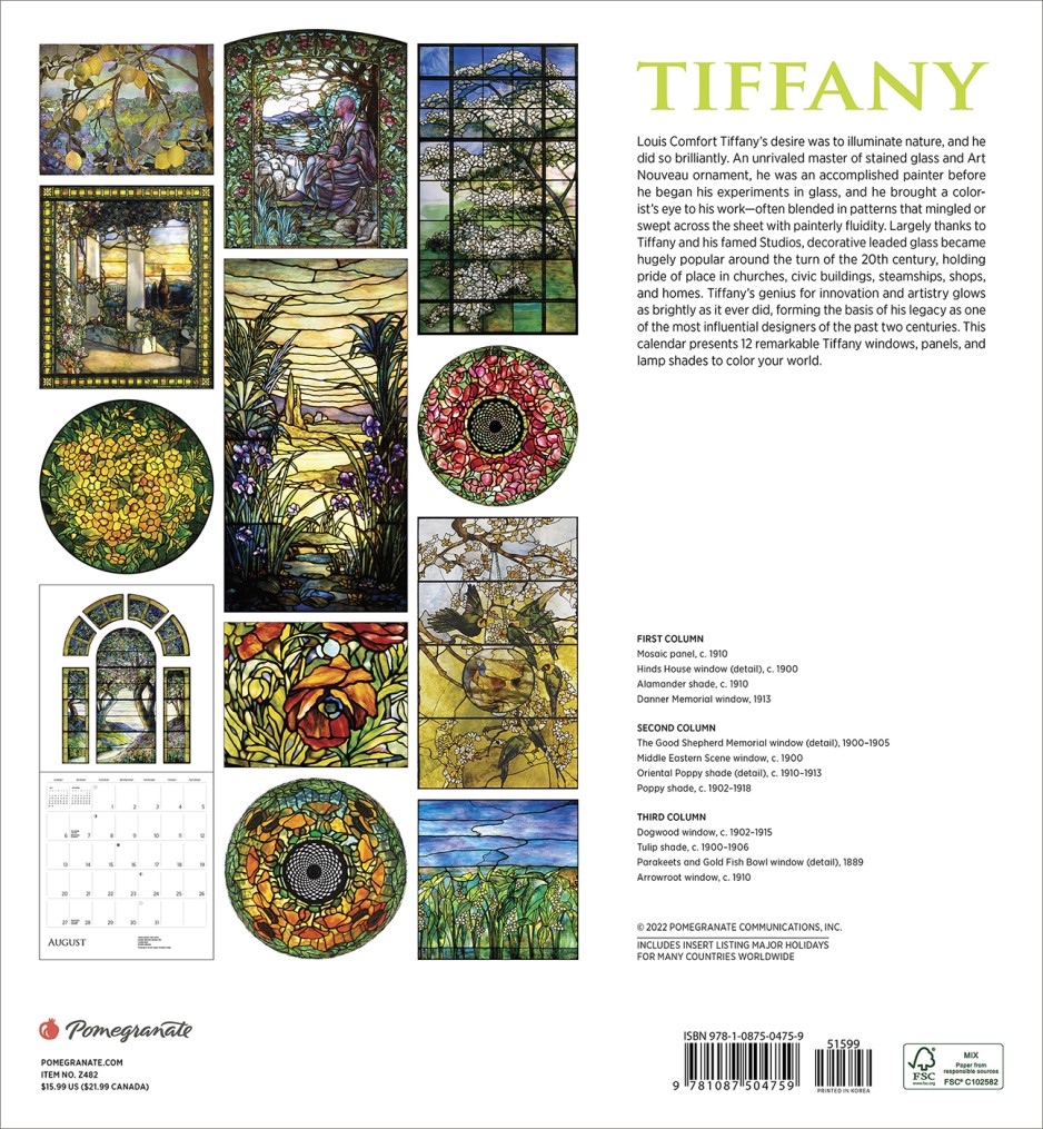 Tiffany - 2023 Wall Calendar by Louis Comfort Tiffany | 9781087504759 ...
