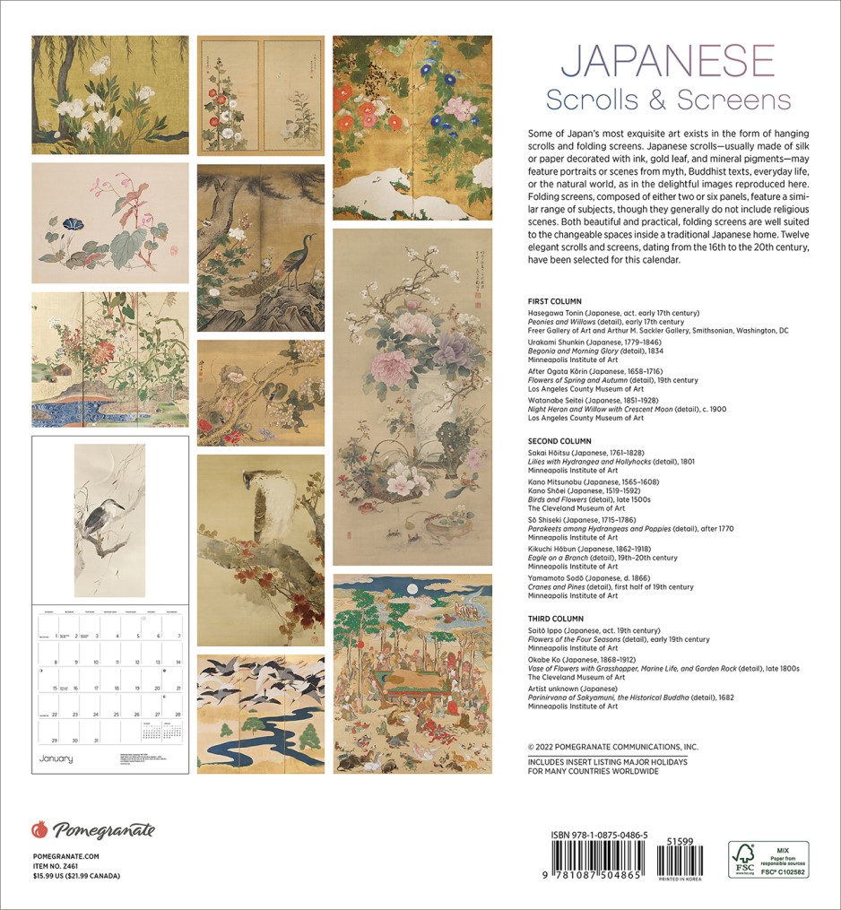 Japanese Scrolls & Screens - 2023 Wall Calendar by Pomegranate ...