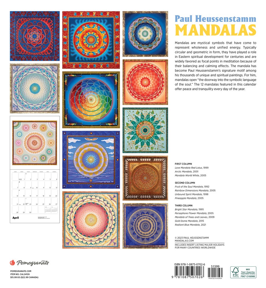 Paul Heussenstamm: Mandalas - 2024 Wall Calendar by Pomegranate ...