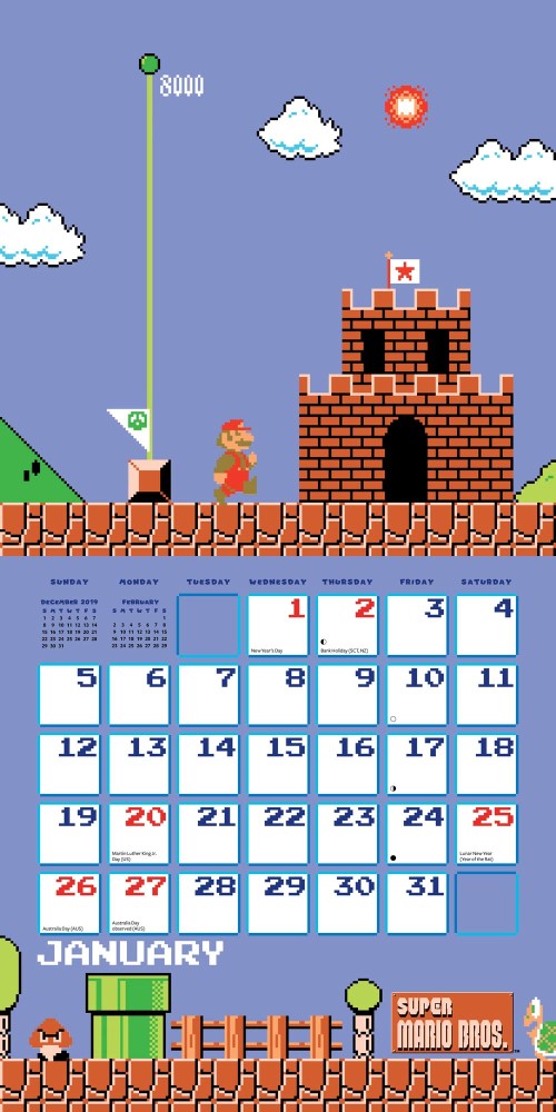 Super Mario : History of a Hero - 2020 Wall Calendar by Nintendo ...
