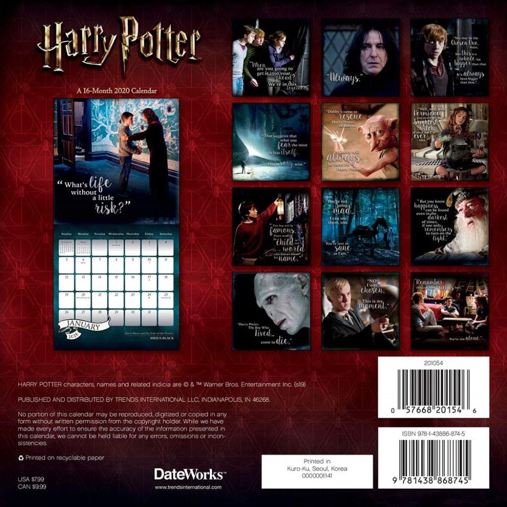 Harry Potter - 2020 Mini Wall Calendar by Trends International ...