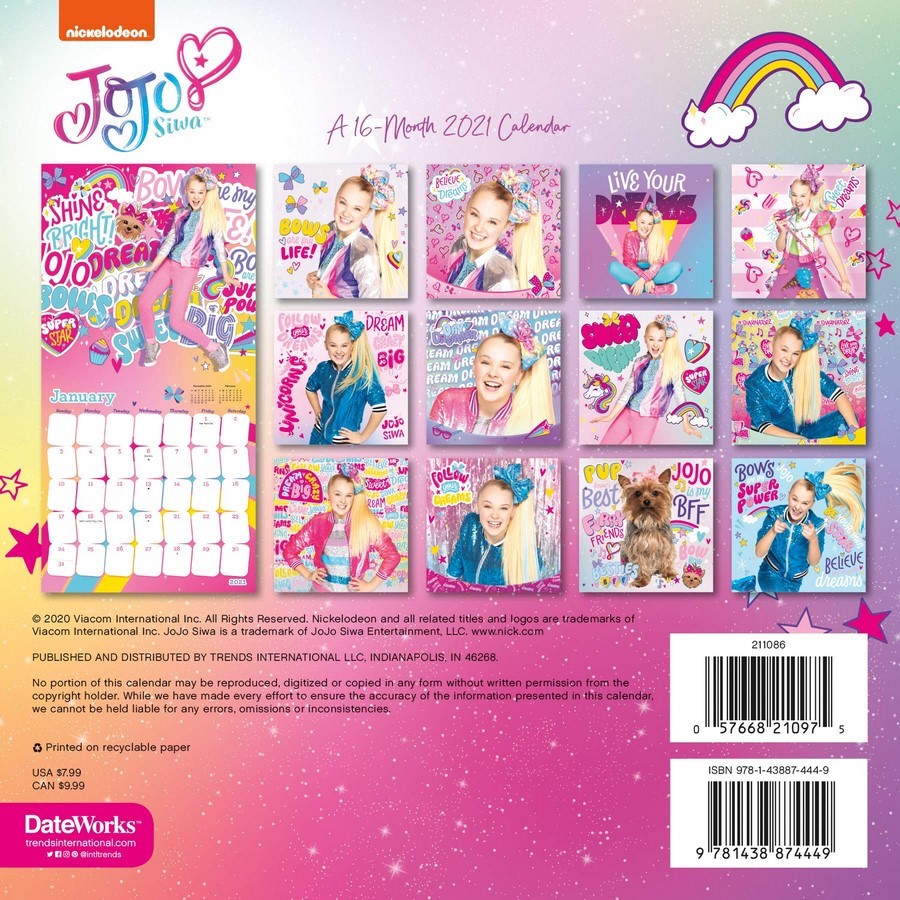 Jojo Siwa - 2021 Mini Wall Calendar by Trends | 9781438874449 | Booktopia