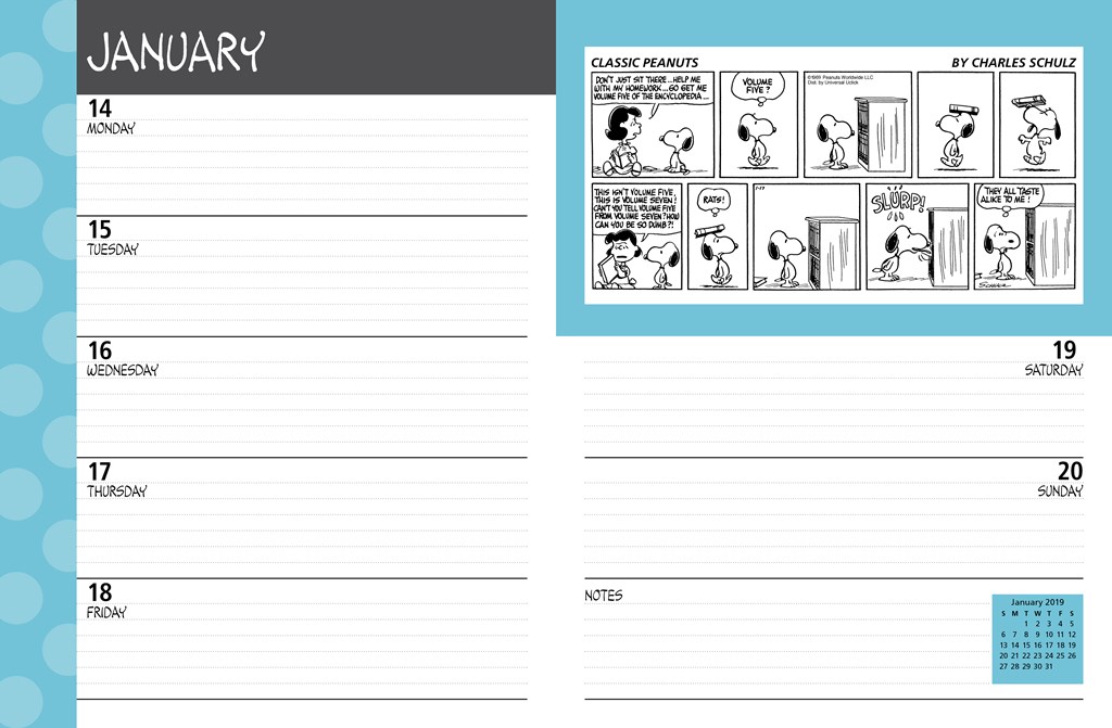 Peanuts 2019 Diary, 2019 Monthly/Weekly Planner Calendar by Peanuts ...