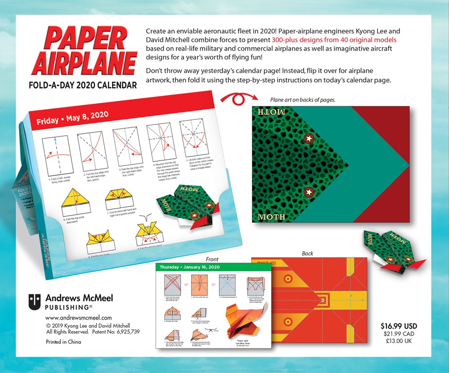 Paper Airplane Fold-A-Day 2020 Activity Desk Calendar by Kyong Lee ...