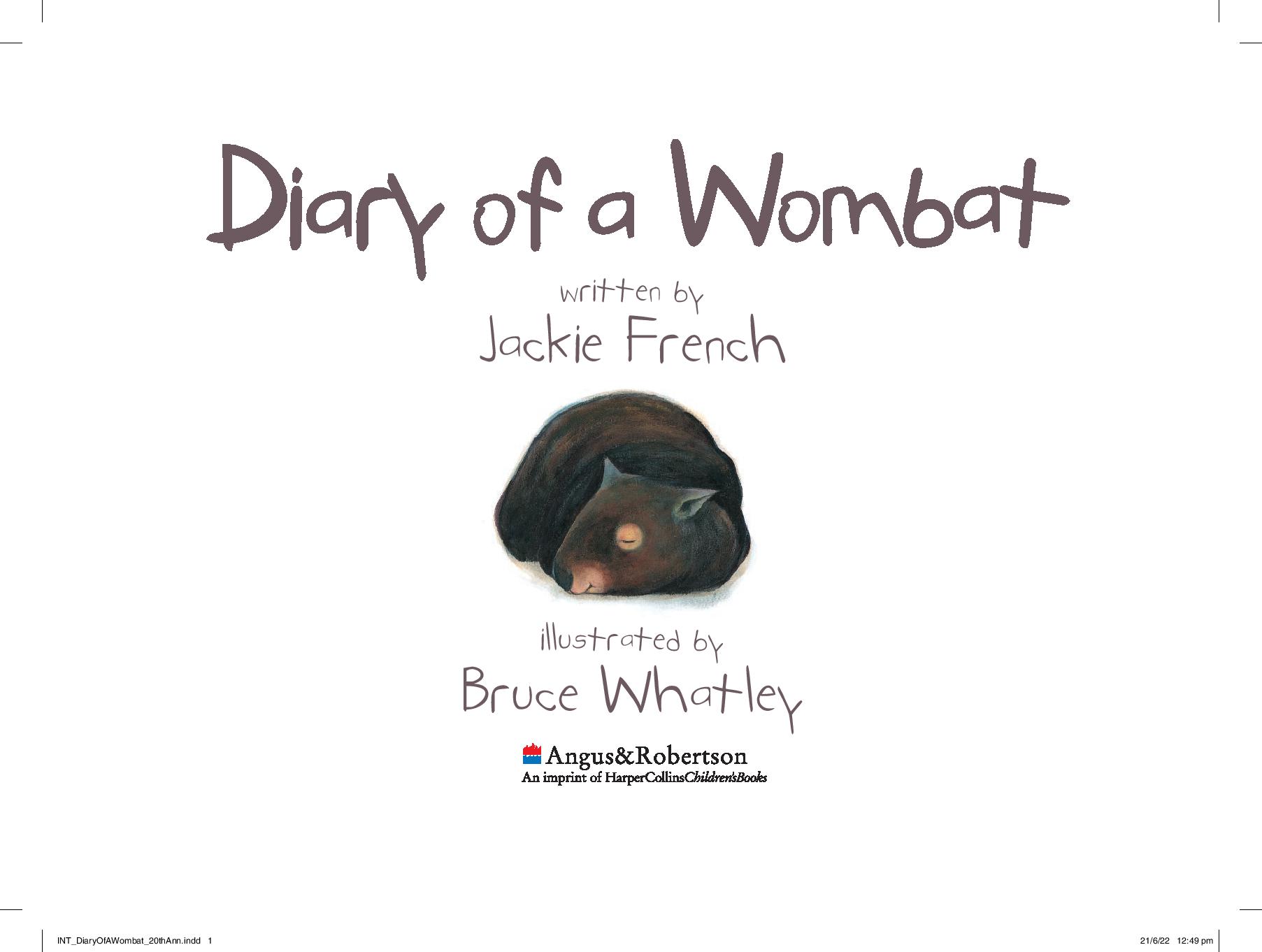 Diary of a Wombat 20th Anniversary Edition by Jackie French ...