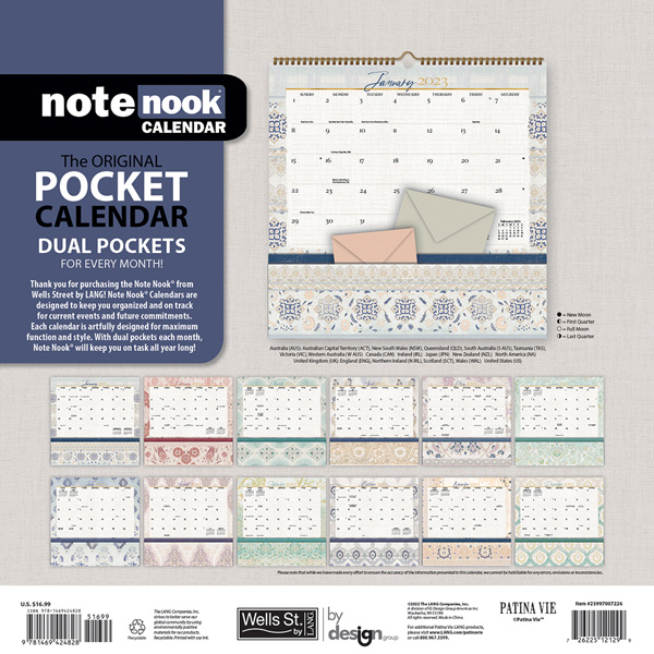 Patina Vie Note Nook - 2023 Wall Calendar, 12-month format (January ...