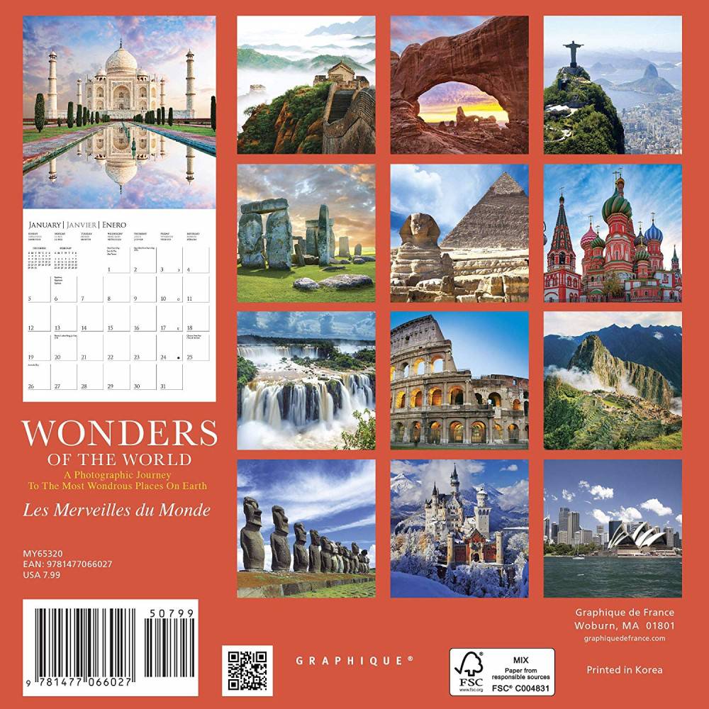 Wonders of the World - 2020 Mini Wall Calendar by Graphique De France ...