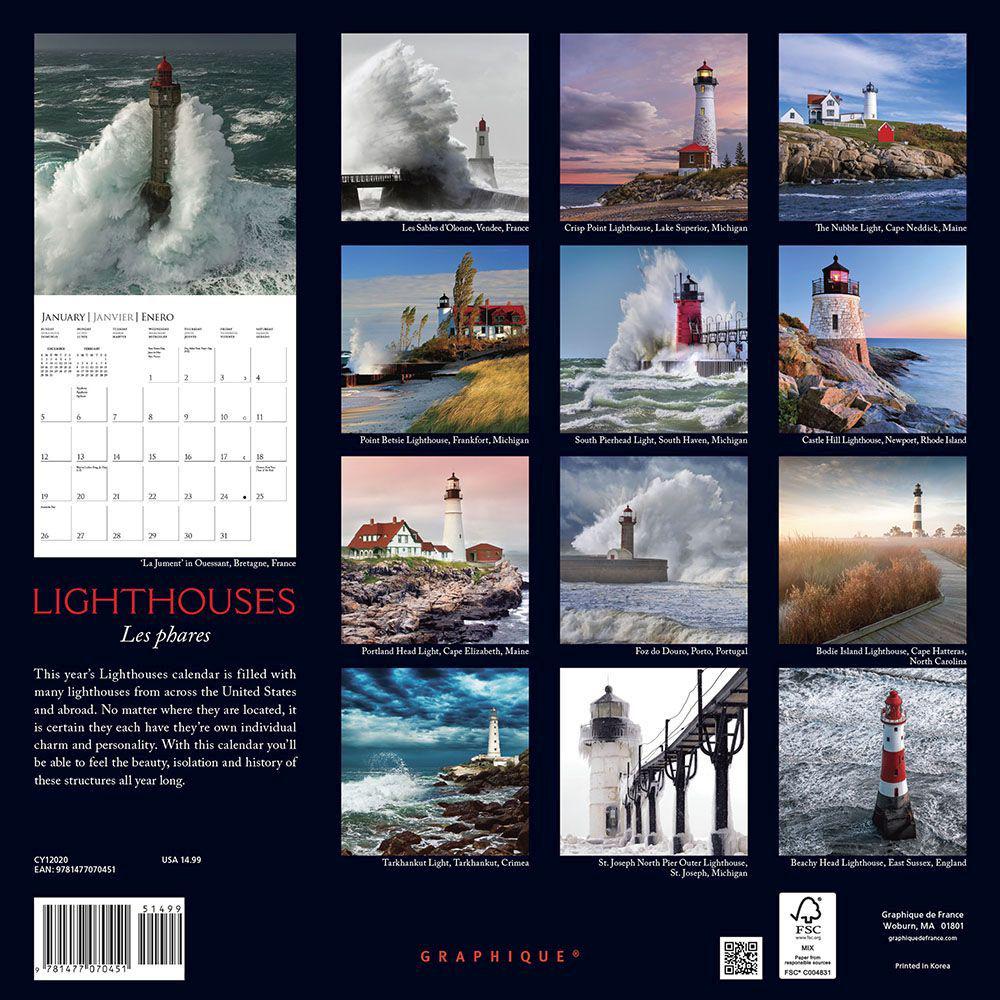 Lighthouses 2020 Square Wall Calendar by Graphique De France ...