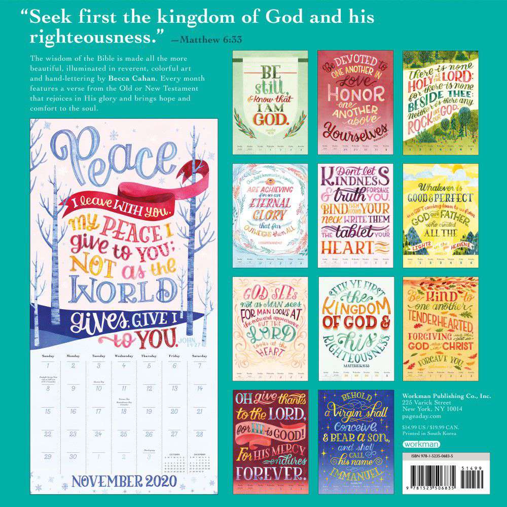 The Illustrated Bible Verses - 2020 Wall Calendar by Workman Publishing ...
