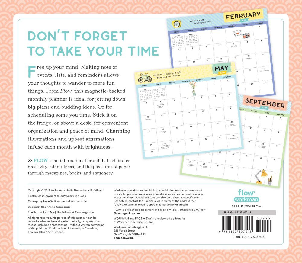 Go with the Flow : A Magnetic Monthly Calendar, Perfect for a Fridge ...