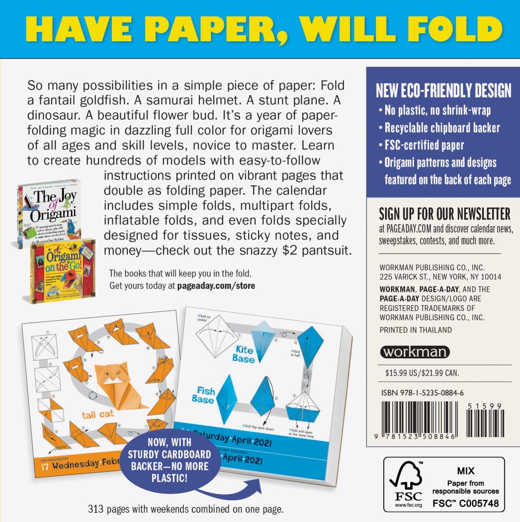 Origami - 2021 Daily Desk Calendar, Page-A-Day Calendar by Margaret Van ...