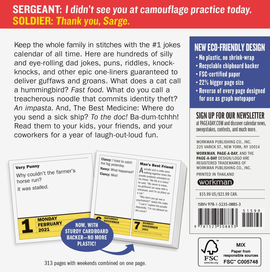 290 Bad Jokes + 75 Punderful Puns - 2021 Daily Desk Calendar, Page-A ...
